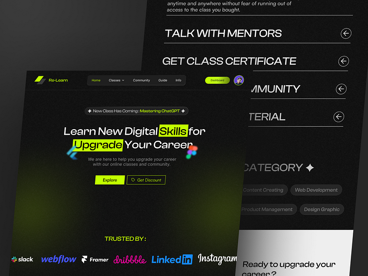Re-Learn - Online Course Landing Page by Gilang Febrian on Dribbble
