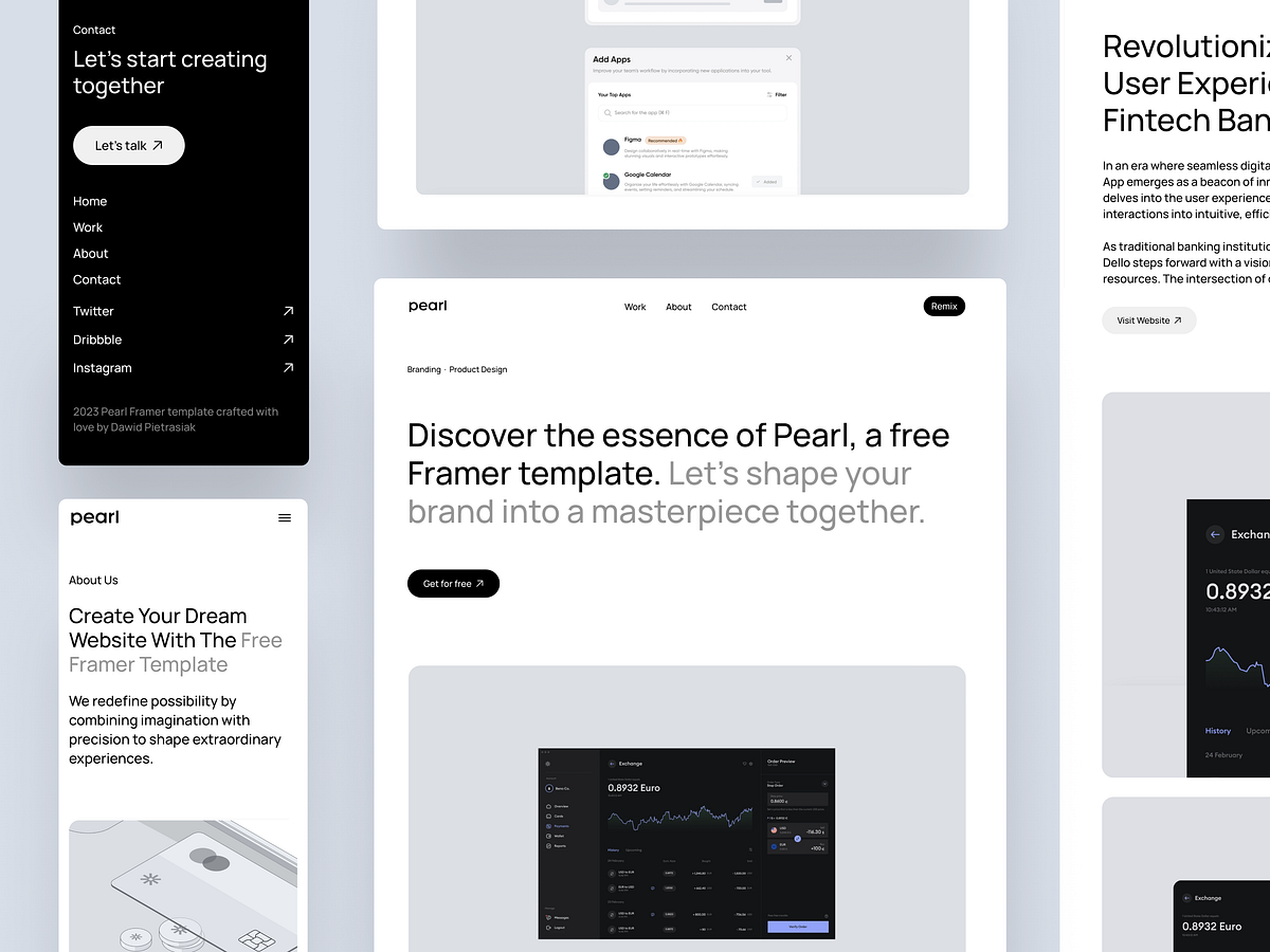 PEARL . Free Framer Portfolio Template by Dawid Pietrasiak on Dribbble