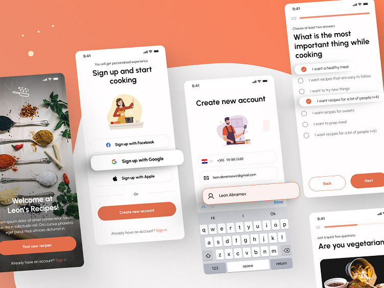 Login screen - Recipe App by Leon Abramovic on Dribbble
