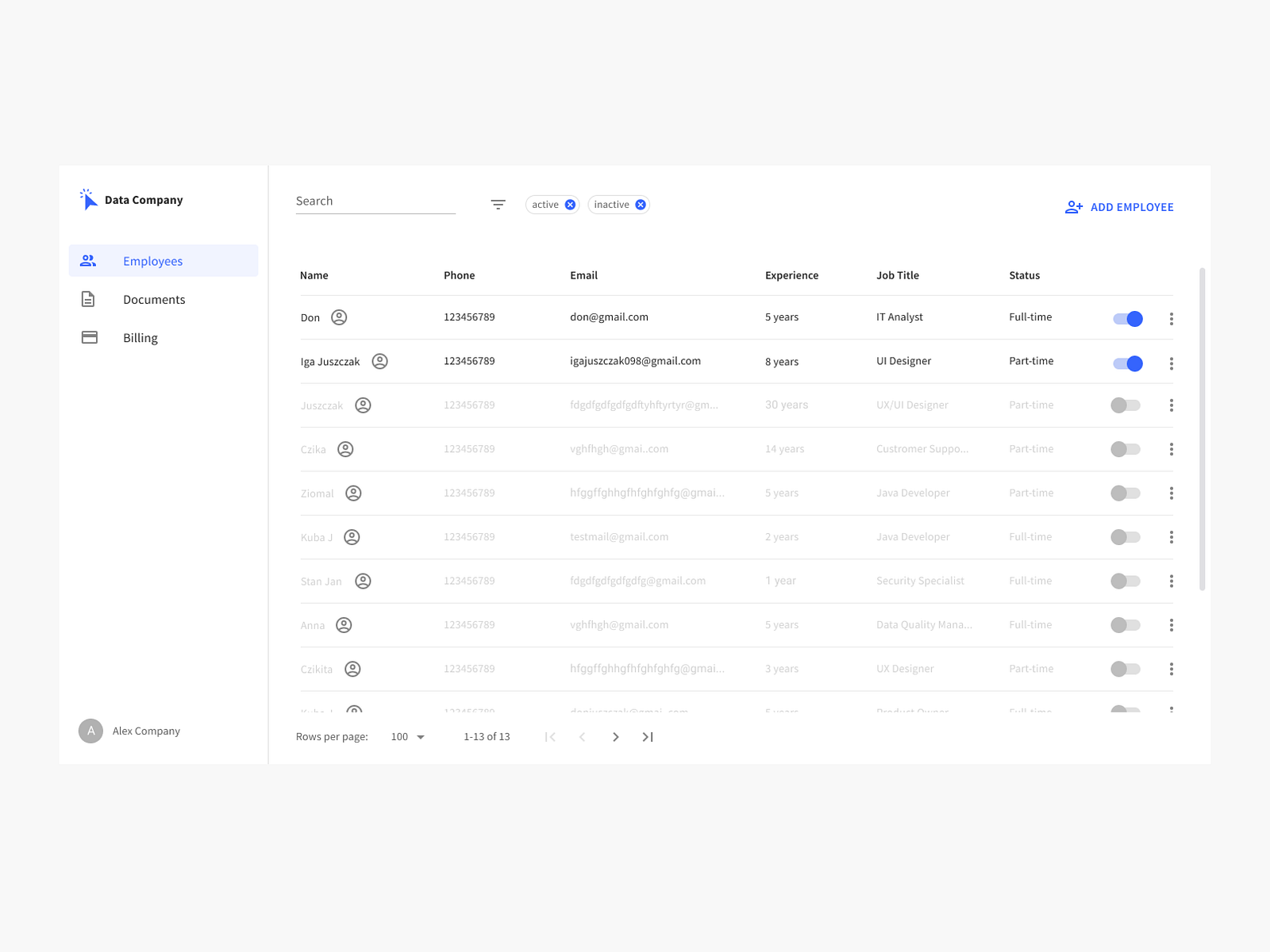 Blue database app by Aleksandra Wolny on Dribbble