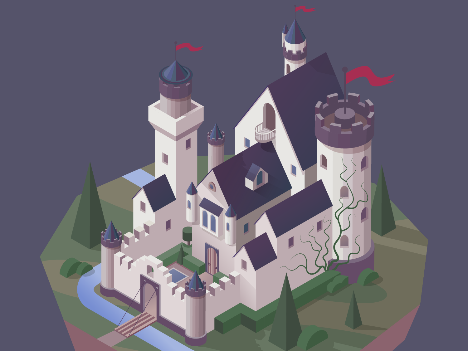 the Isometric castle by Daria Biliakova on Dribbble
