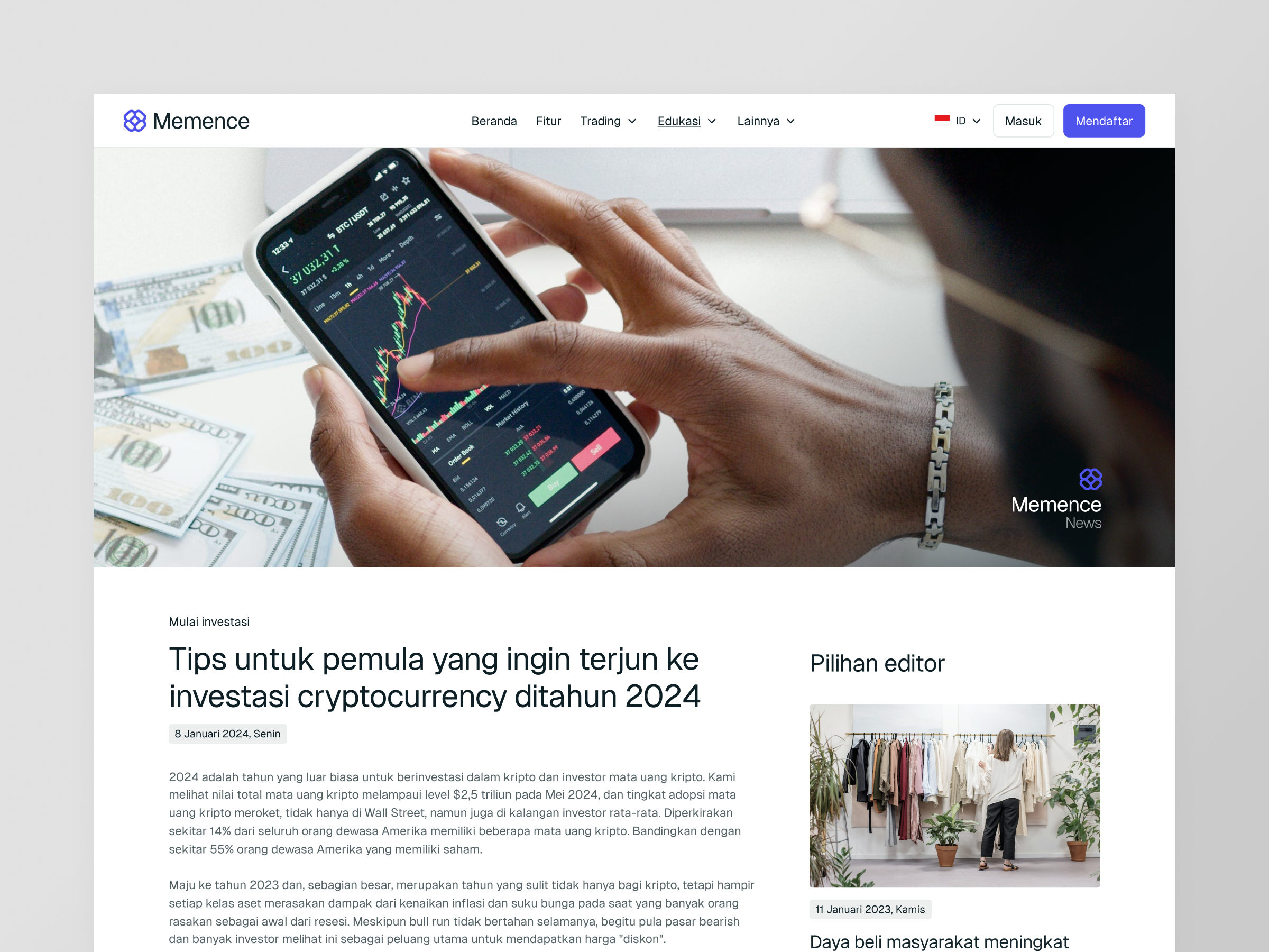 Memence - Investment Website by Alvian Teddy Cahya Putra 👨🏻‍🎨 for ...