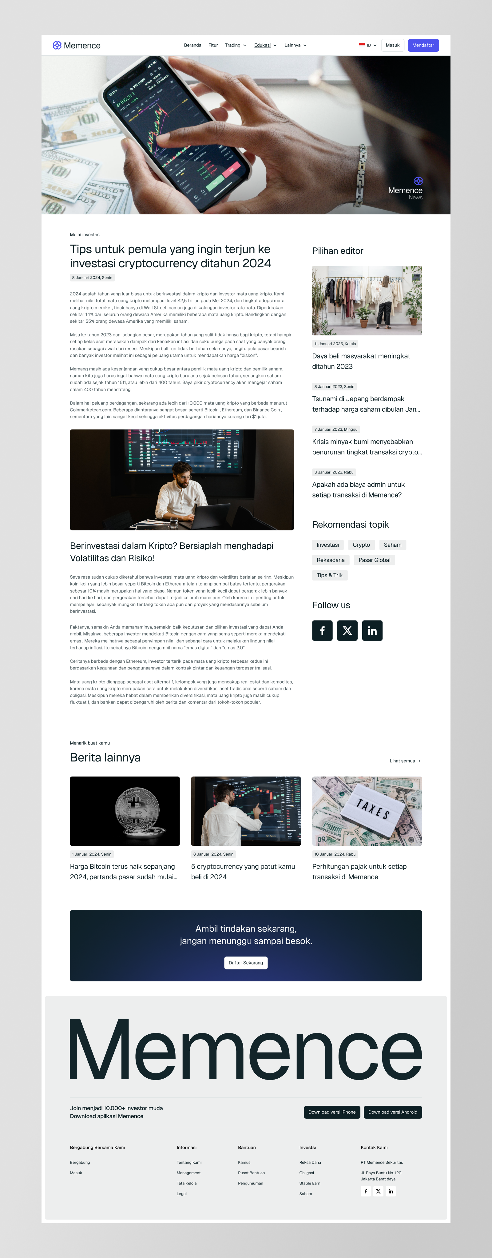 Memence - Investment Website by Alvian Teddy Cahya Putra 👨🏻‍🎨 for ...