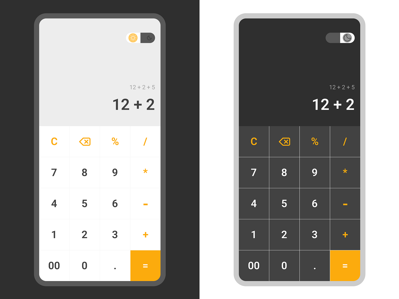 UI Desain Calculator ligth mode and dark mode by Bondan Permana on Dribbble