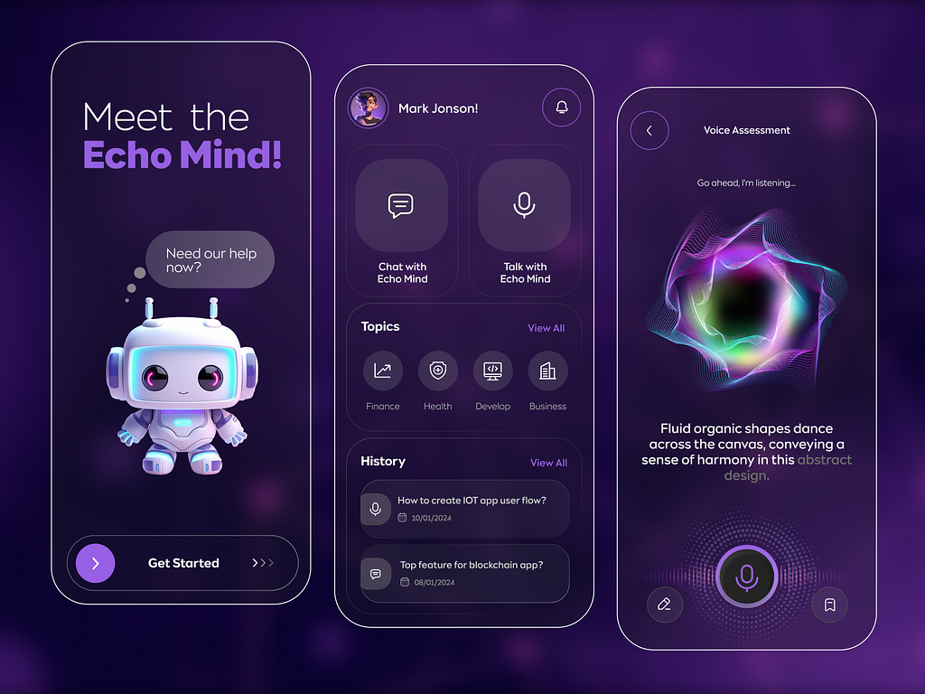 Echo Mind - AI Chatbot App UI by MQoS UI/UX for MultiQoS on Dribbble