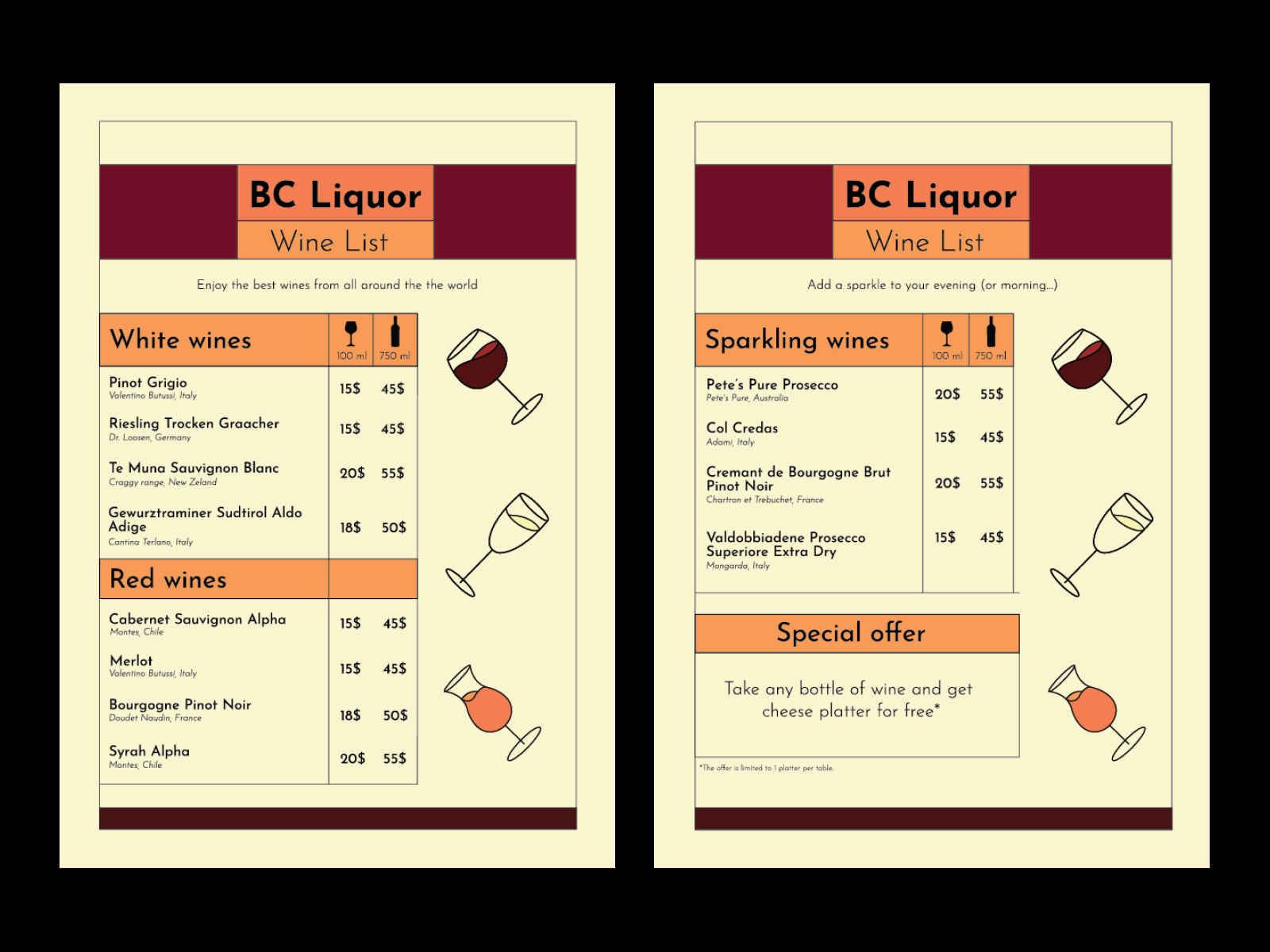 Wine list design | Inspired by art deco by Daria Polishchuk on Dribbble
