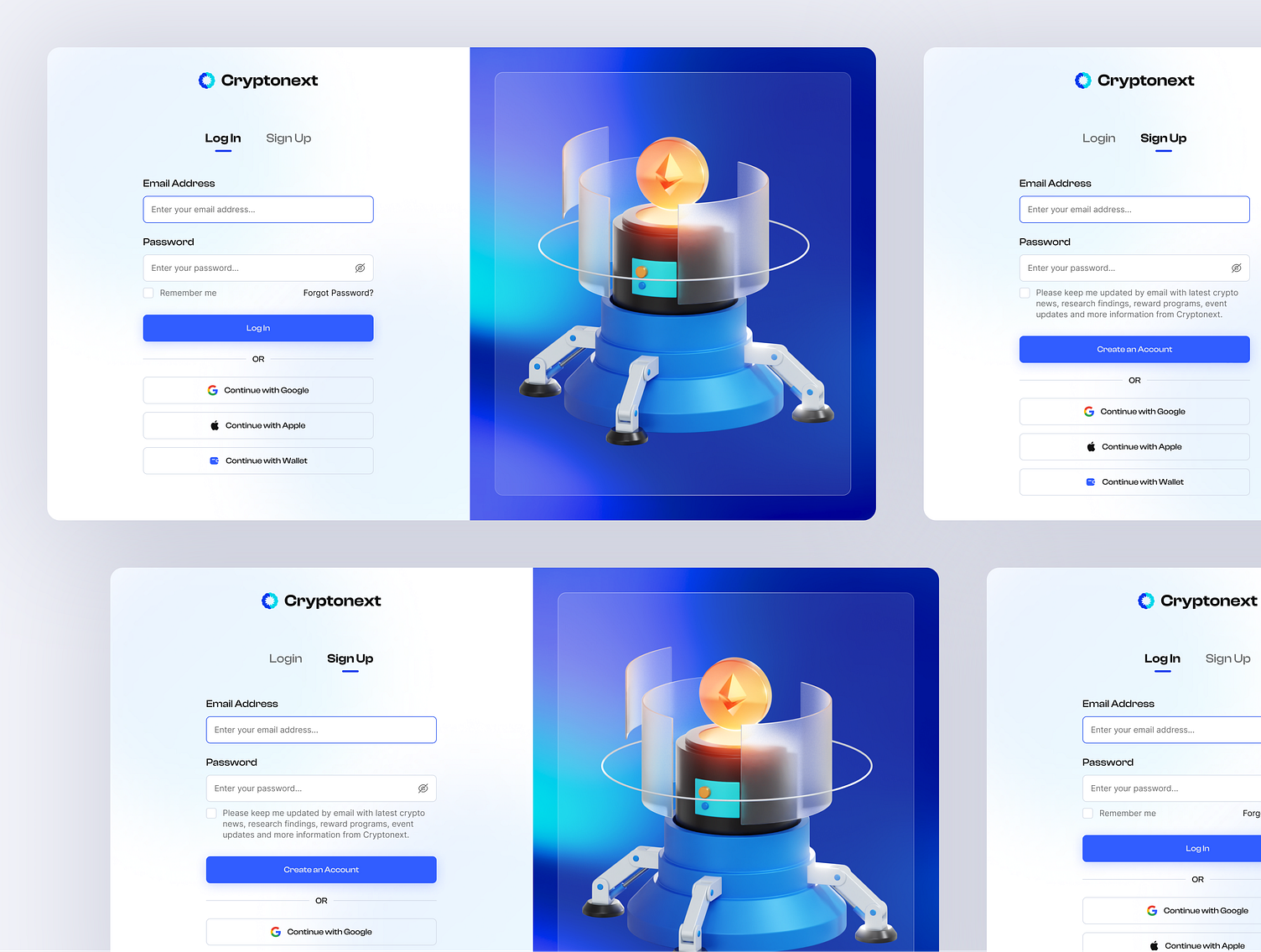 Login & Signup Page Website - Cryptonext by Raffialdo Bayu for Enver ...