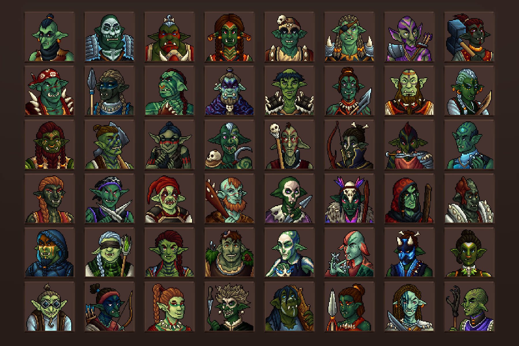 Orc and Goblin Avatar Icons in 64×64 Pixel Art by 2D Game Assets on ...