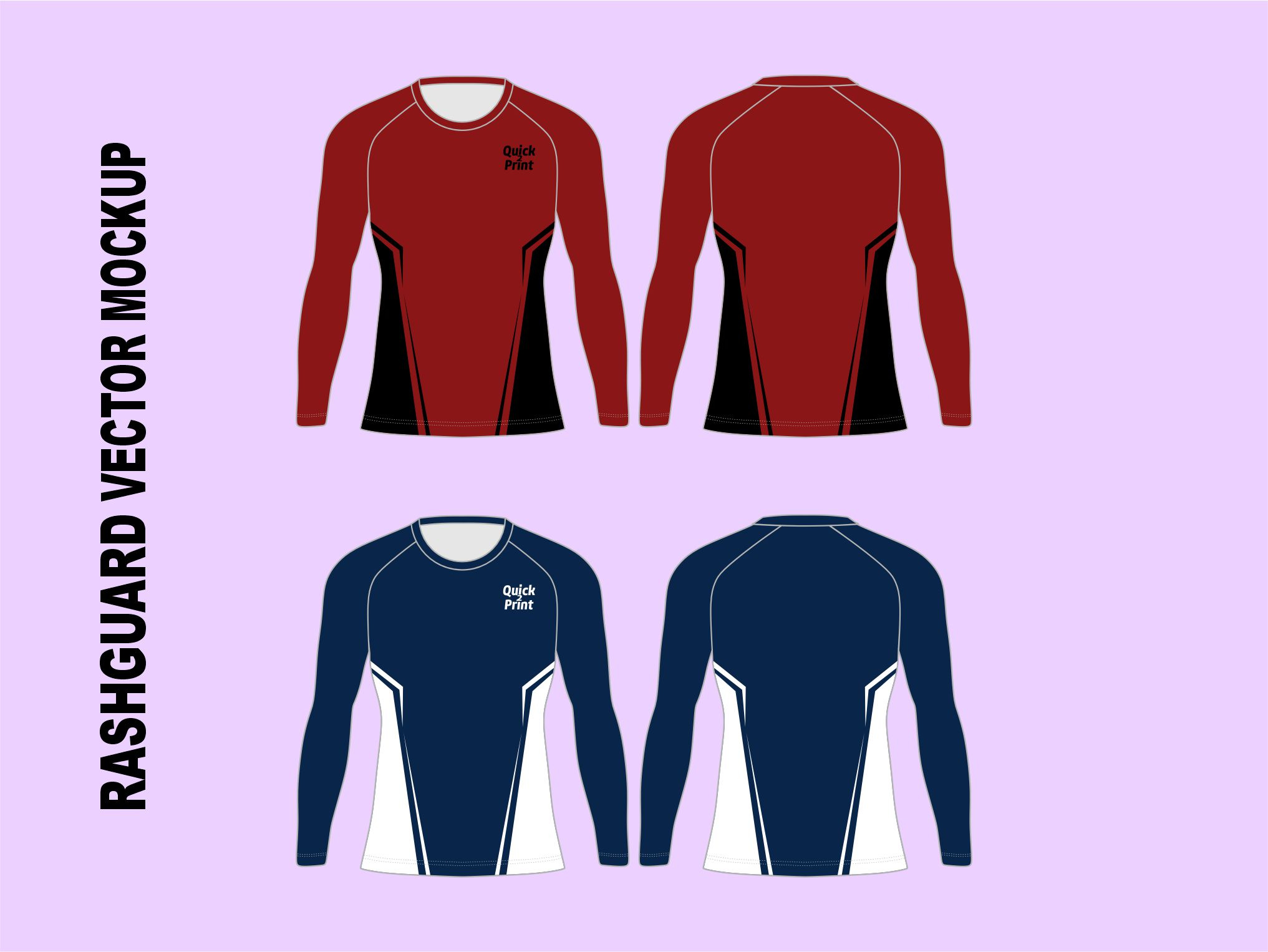 Rash guard Tight compression vector mockup template by Quick 2 Print on ...