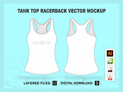 Tank top racerback Vector mockup template by Quick 2 Print on Dribbble