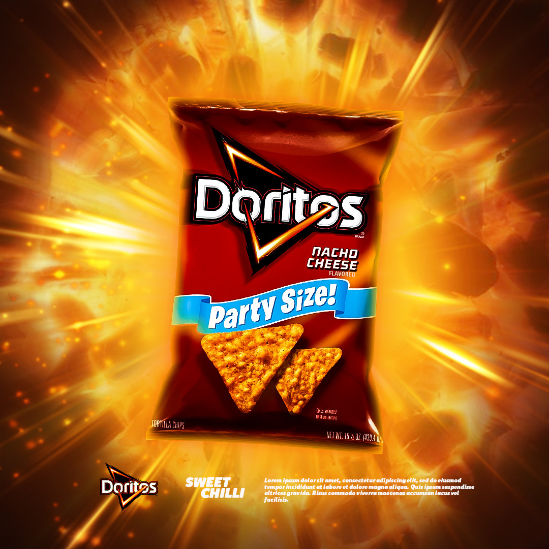 Doritos snack photo manipulation for social media by Ahmad Raza on Dribbble