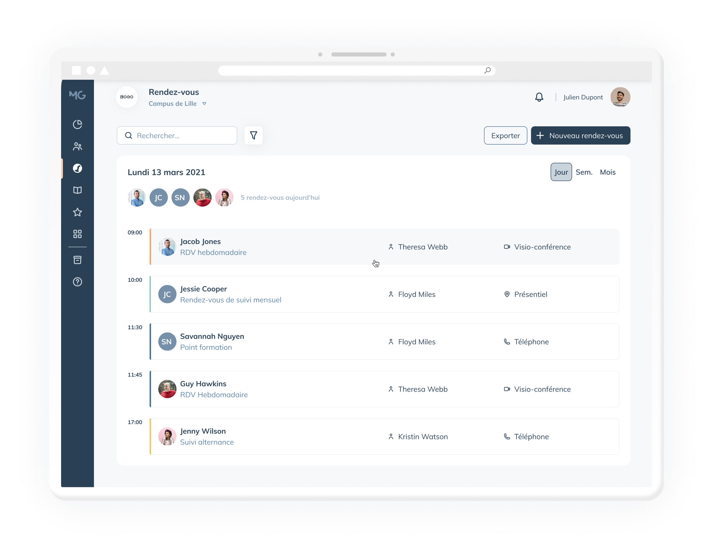 Calendar - Appointments Agenda - SaaS by Mélanie Jardillier on Dribbble
