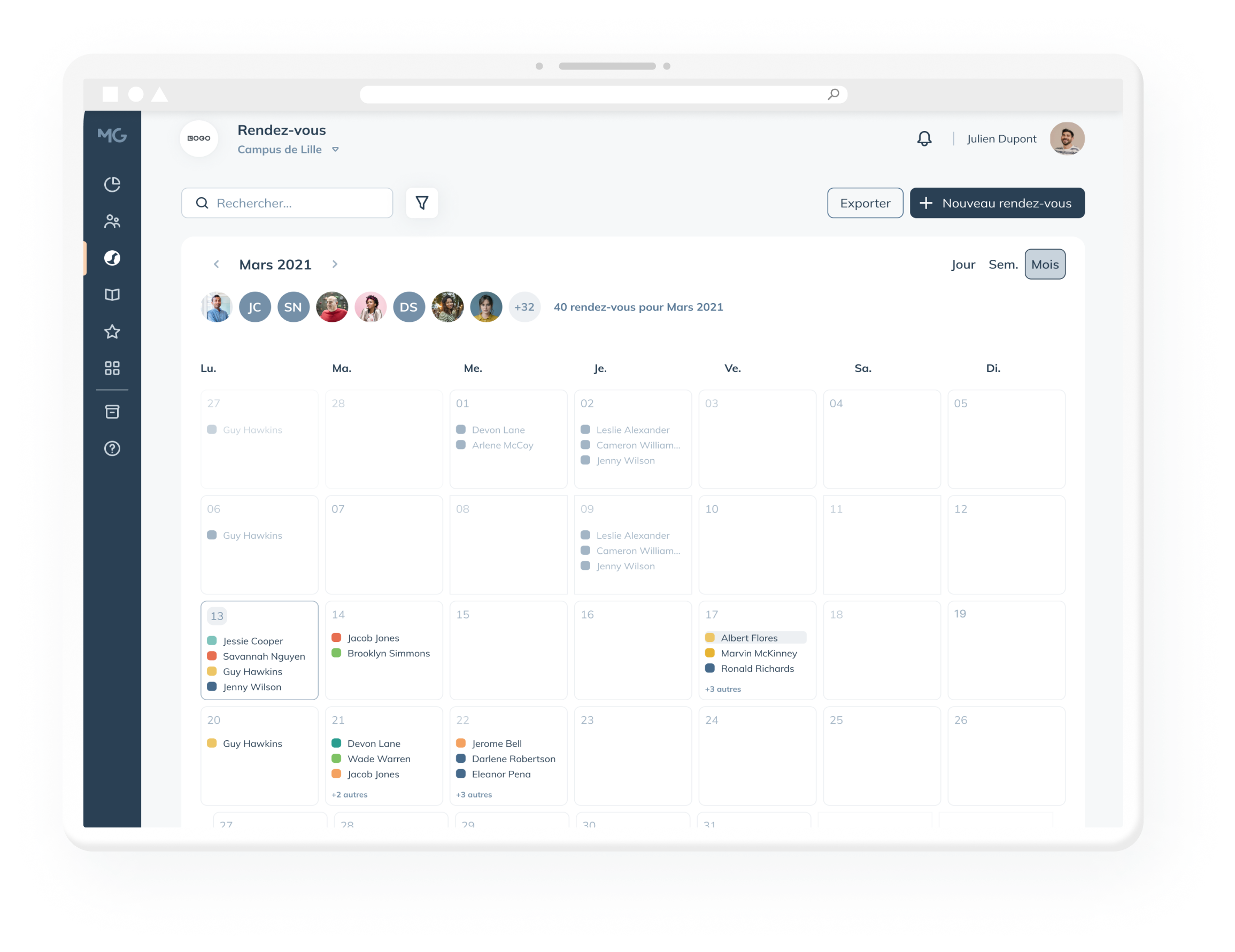 Calendar - Appointments Agenda - SaaS by Mélanie Jardillier on Dribbble