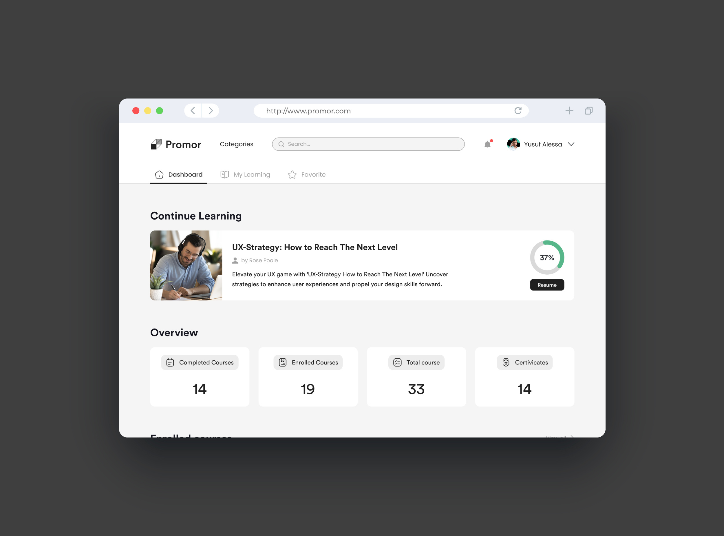 Online Courses Platform - Course Dashboard by Yusuf Alessa on Dribbble