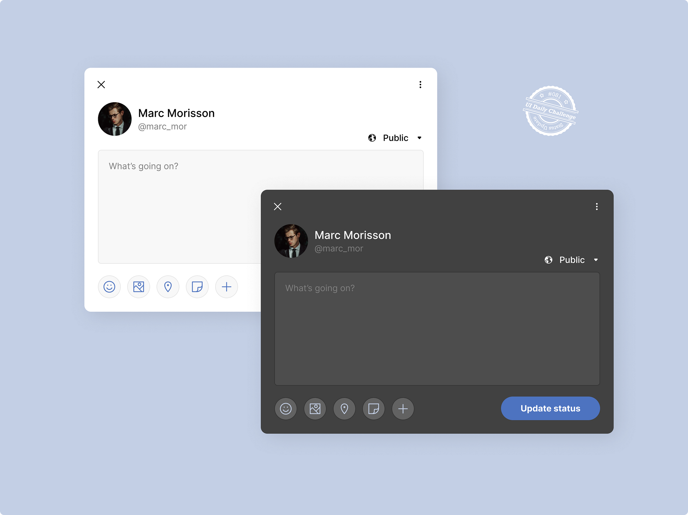 Update Status - UX/UI Design by Robin Drapeau on Dribbble