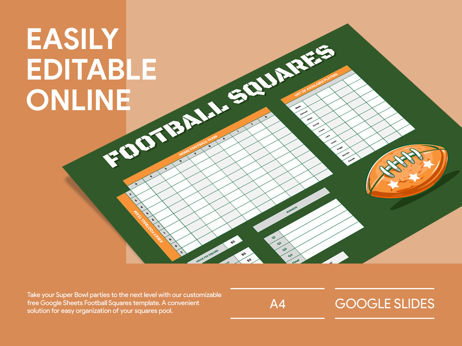 Football Squares Free Google Sheets Template by Gdoc on Dribbble