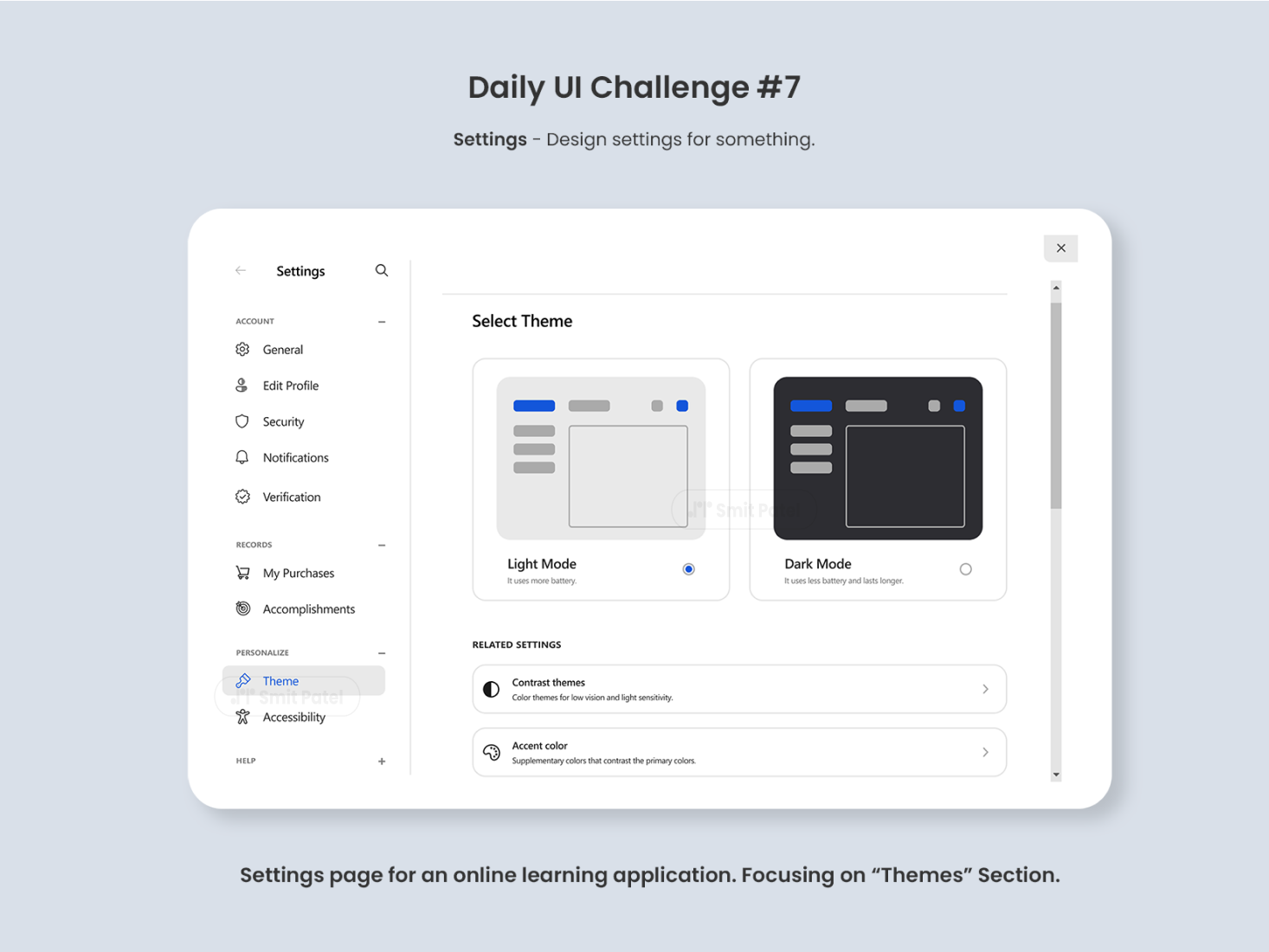 Daily UI #7 Settings by Smit Patel on Dribbble