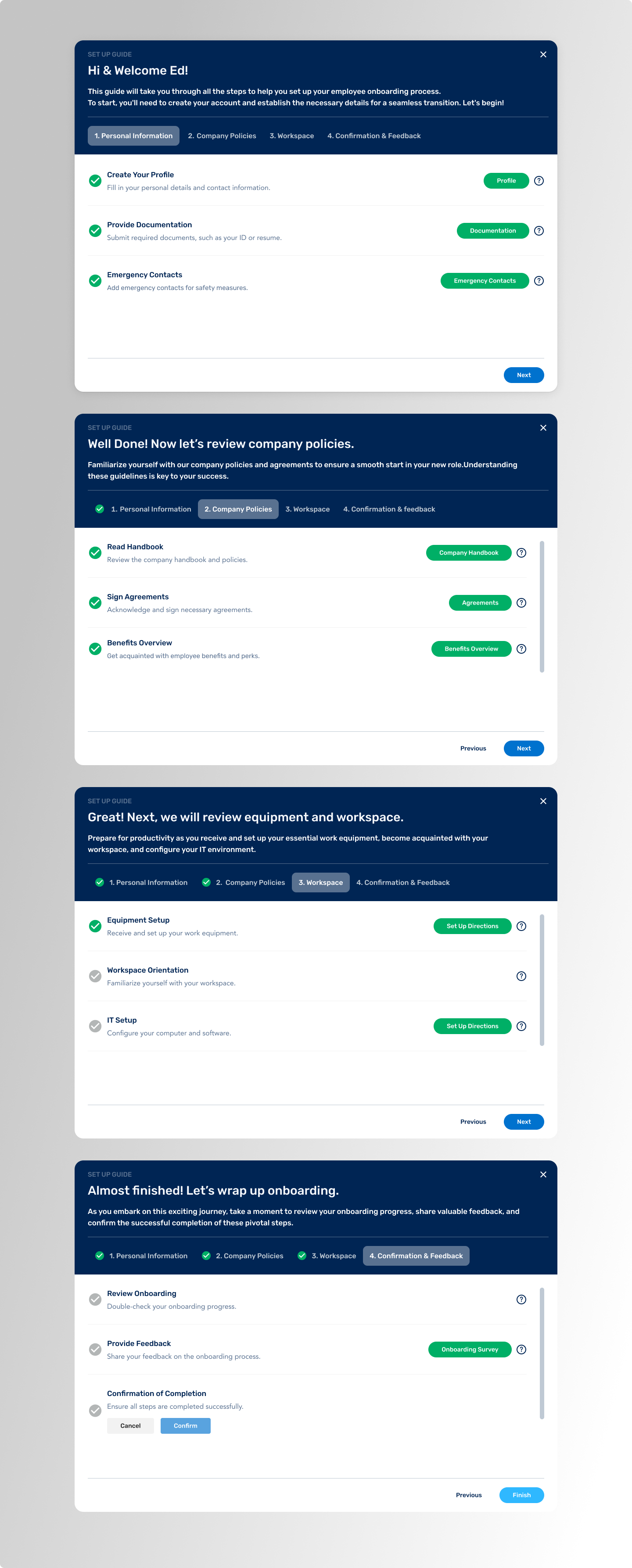 Sign Up Wizard - Employee Onboarding by impekable on Dribbble
