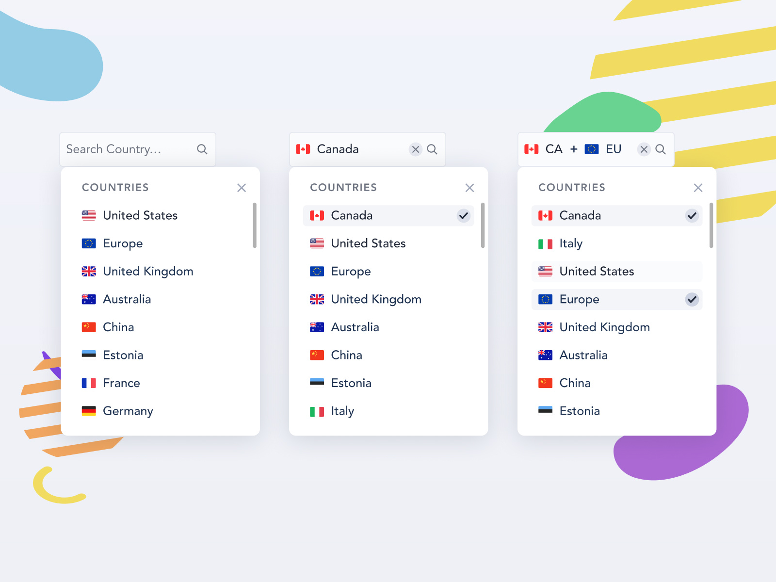 Country Dropdown Selector by Stefano Tirloni on Dribbble