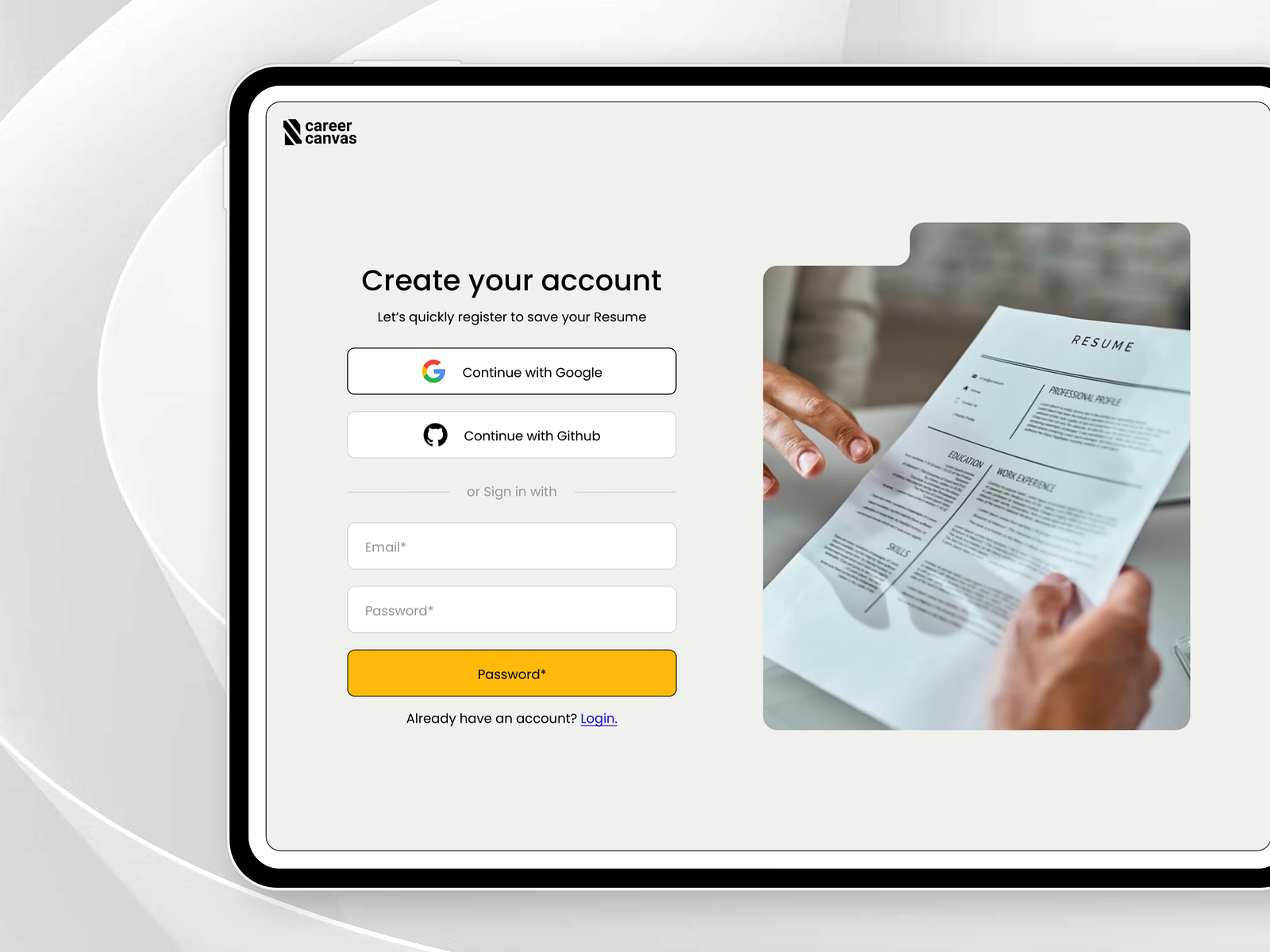 Login and Registration for Resume Builder Website by Naif Ekkeri on ...
