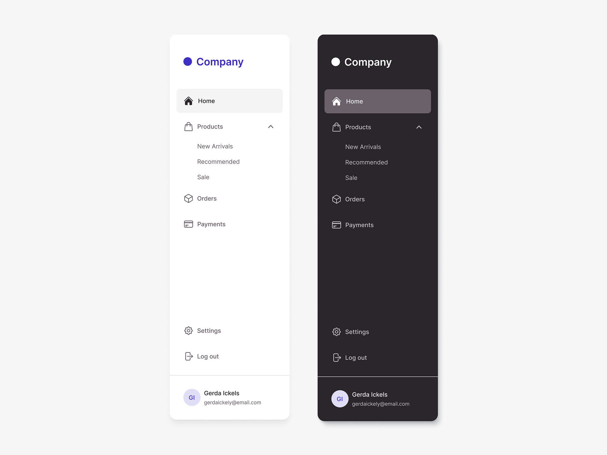 Sidebar UI by Nadja C. K. on Dribbble
