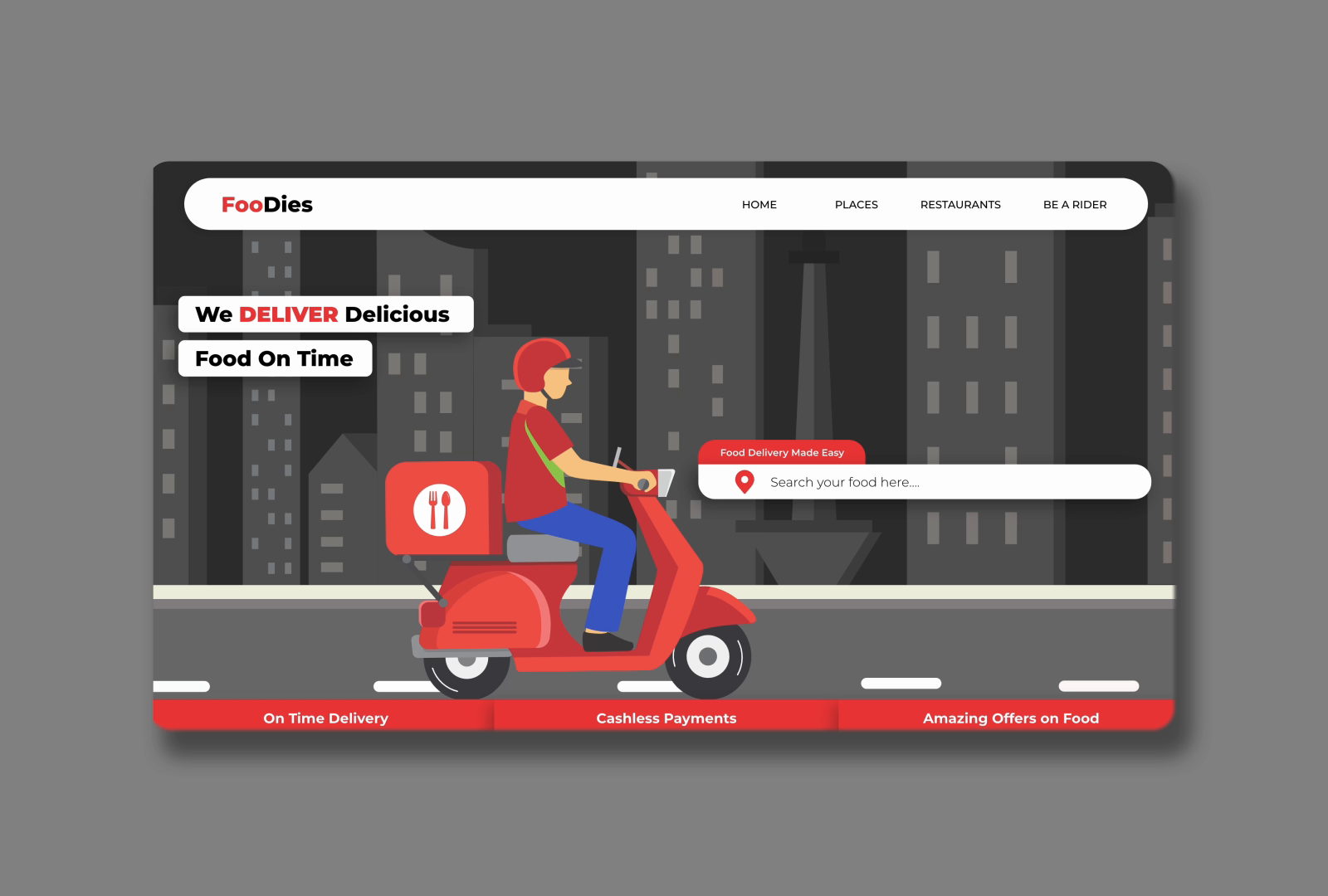 Food Delivery Landing Page Banner Concept Lottie Animation by Zeeshan ...