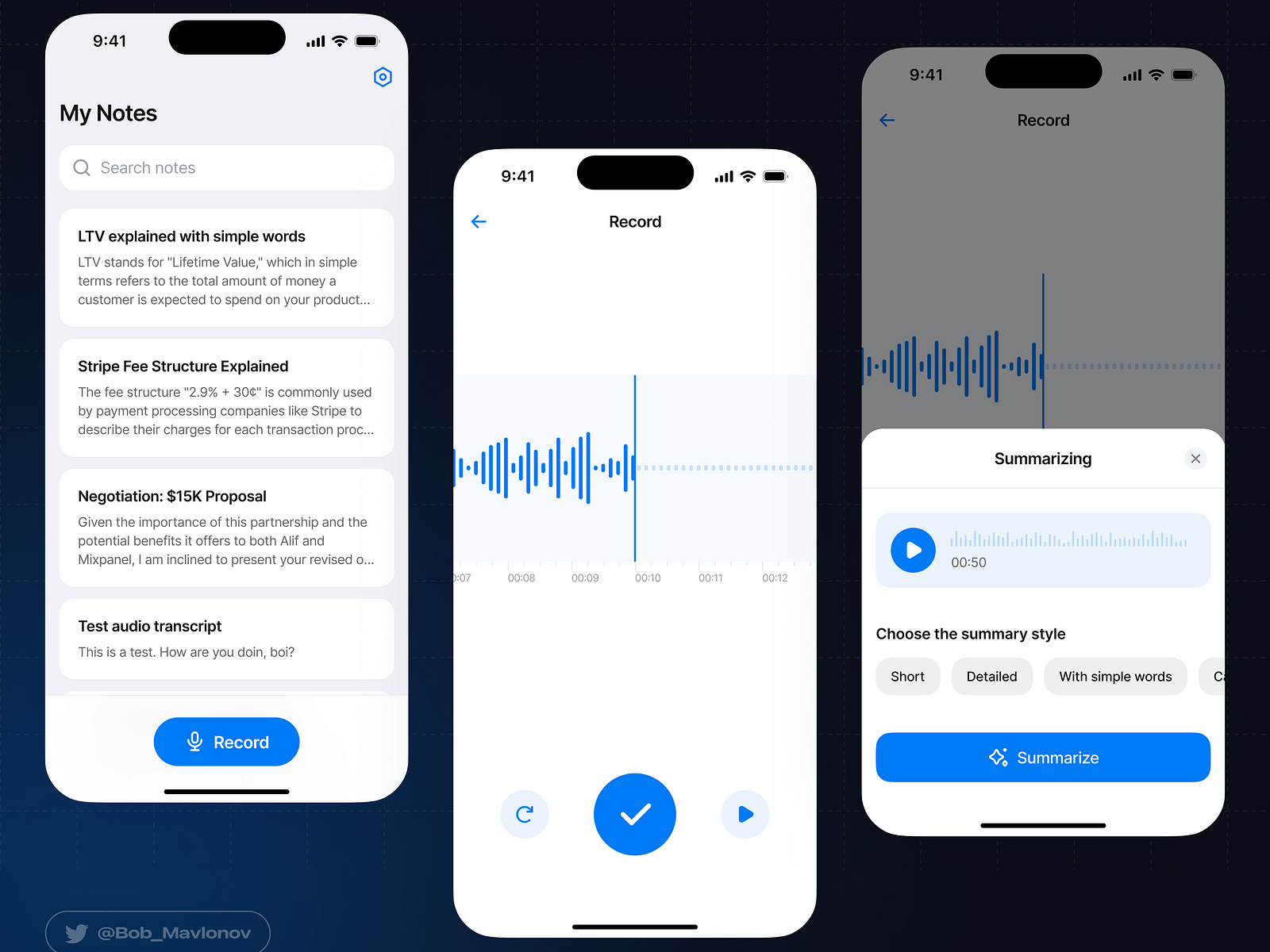 Audiopad.co - voice memos to summarized texts mobile app by Bobur ...
