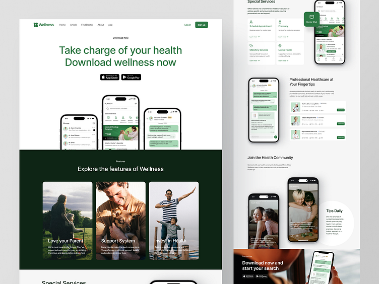 Wellness - Healthy Website (Download App) by Haqqi Ilmiawan for Kretya ...