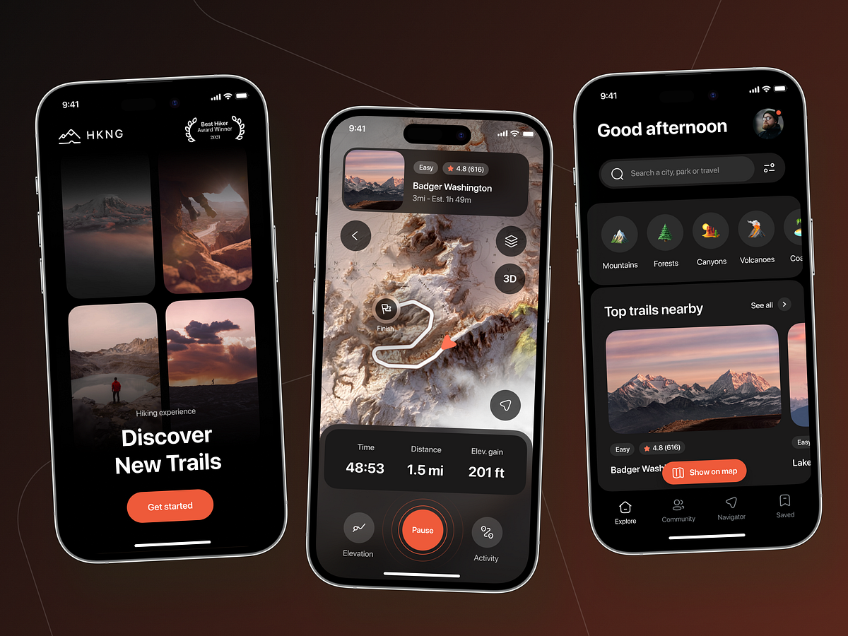 Hiking App Design Concept by Ronas IT | UI/UX Team on Dribbble