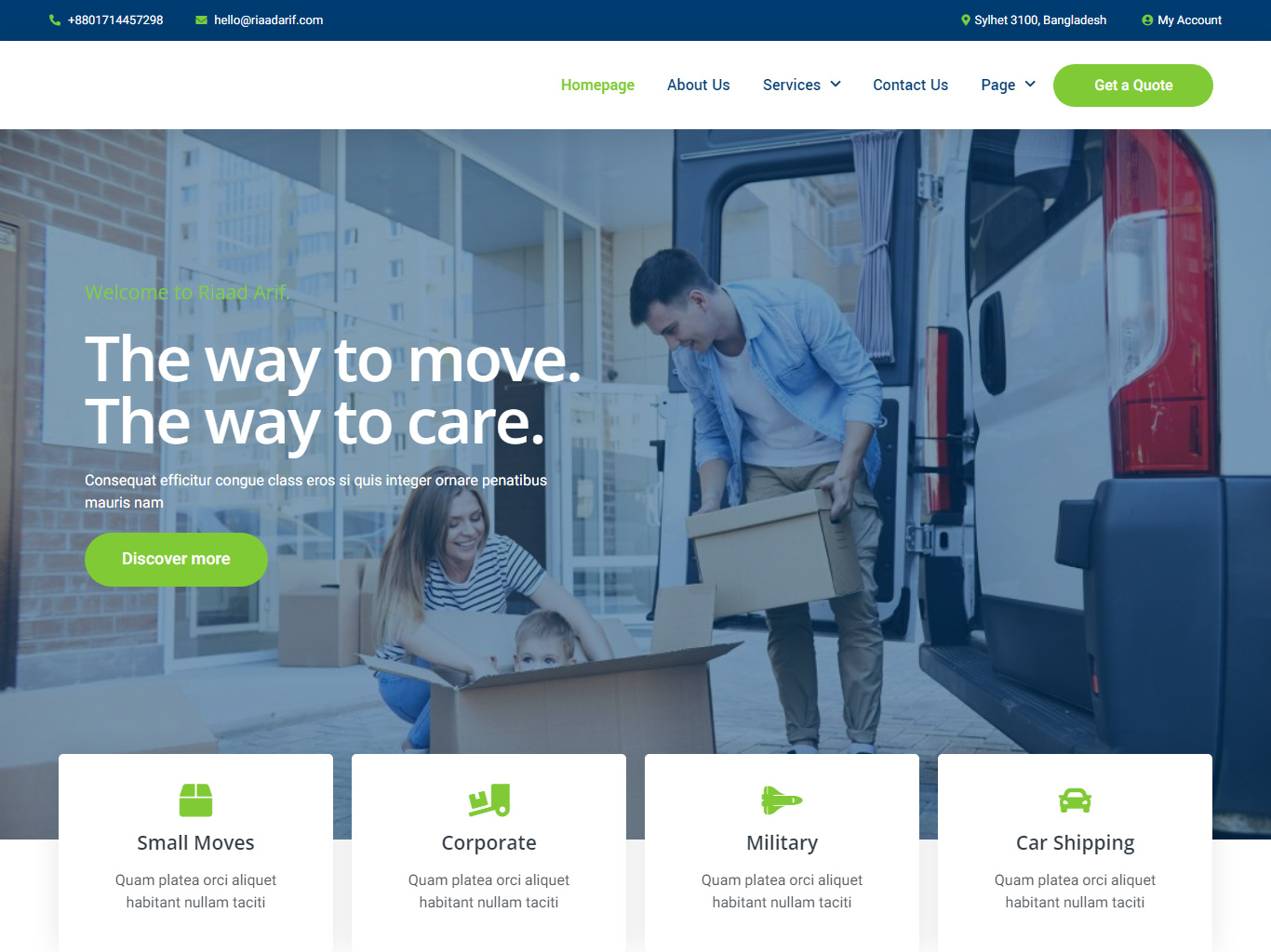 Moving Company | Local Movers | Logistics Website by Riaad Arif on Dribbble