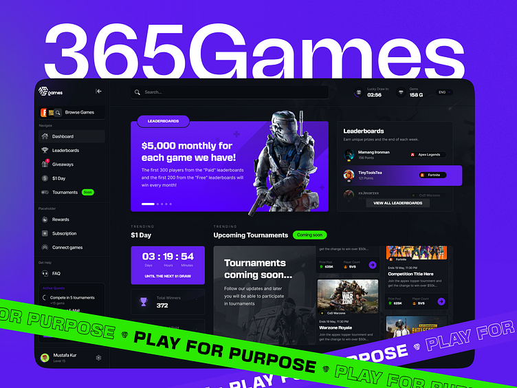 365Games: Gaming & Esports Platform by Mustafa Kür on Dribbble