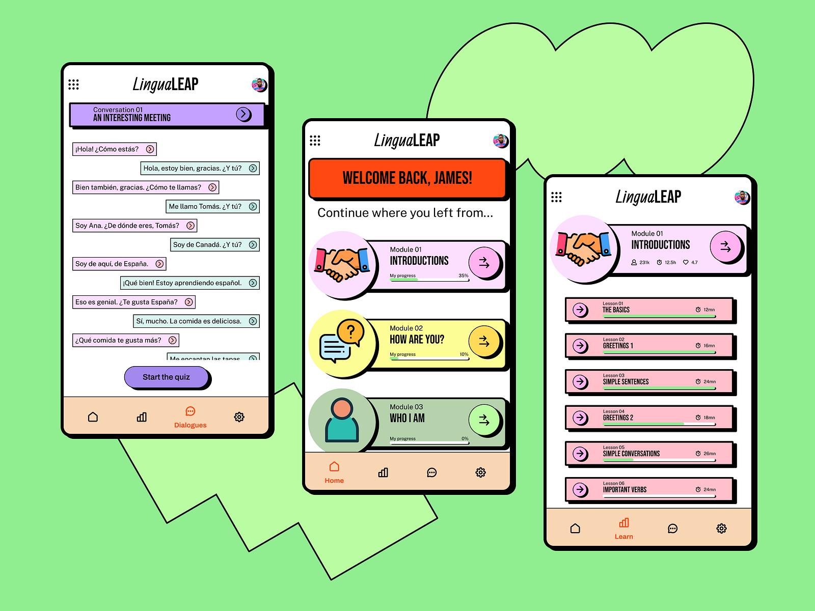 Neubrutalism UI - Language learning app by Morgane Bollengier on Dribbble Neubrutalism UI - Language learning app by Morgane Bollengier on Dribbble