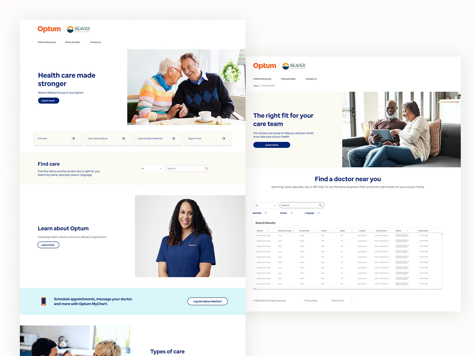 Optum / Beaver Medical Group - Website by Arcelia Vilchis on Dribbble