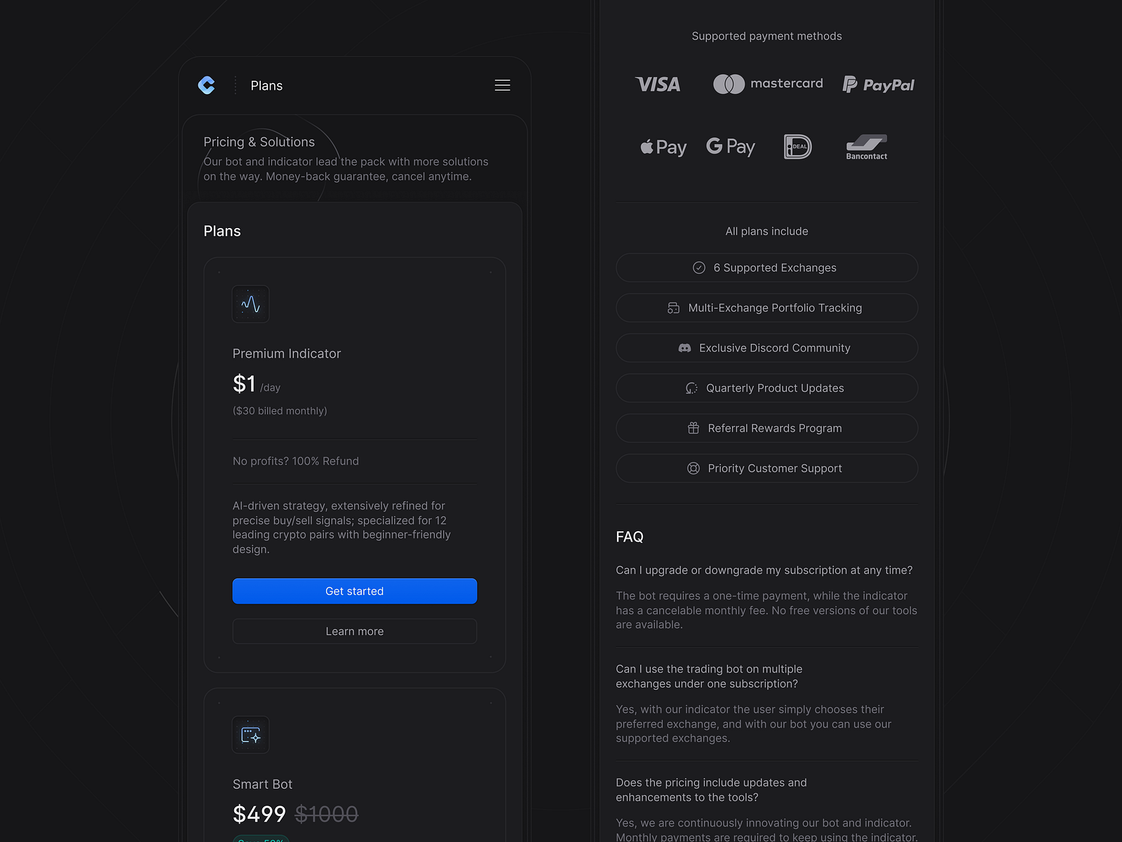 CryptoSea Mobile Dashboard - Plans & Pricing page by Mete on Dribbble