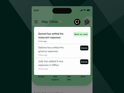 Notifications modal — UI by Ekamjot Singh on Dribbble