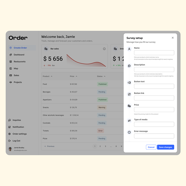Order Dashboard by Martin Pontegnier on Dribbble