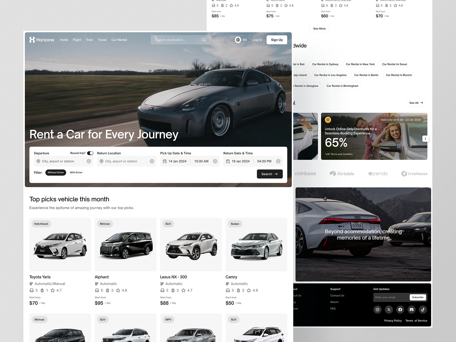 Horizone - Car Rental Page by Hafiza☁️ for Kretya Studio on Dribbble