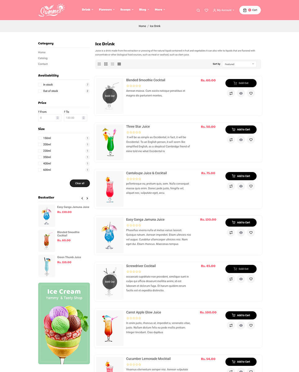 Summer – Juices, Shakes, Ice Cream & Smoothies eCommerce Theme by ...