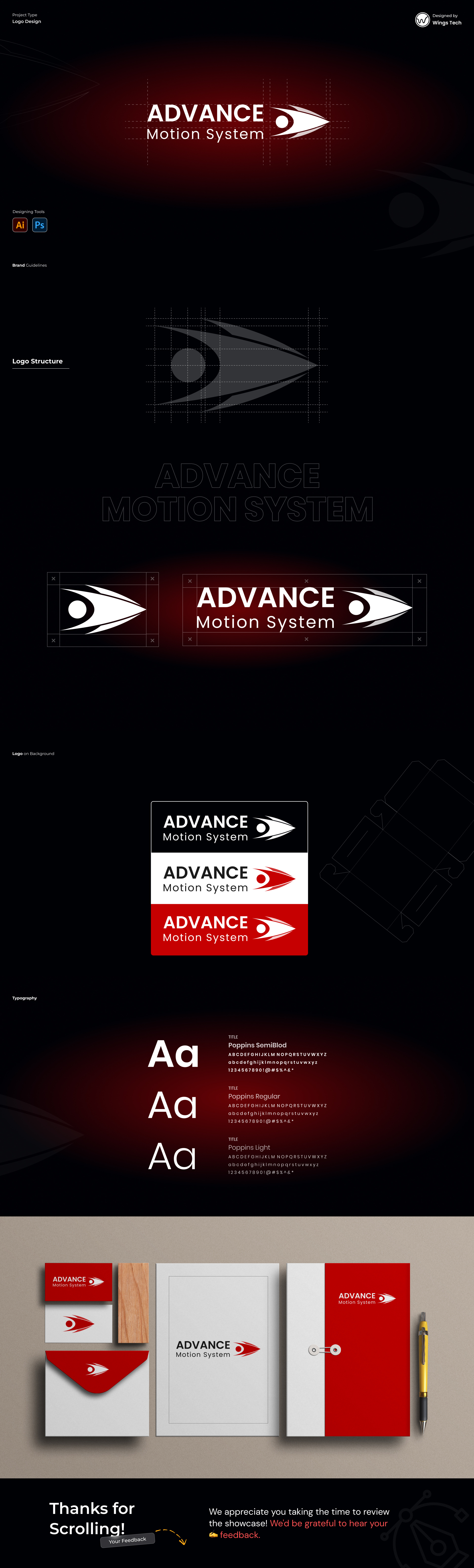 Advance Motion System - Logo design by Wings Tech on Dribbble