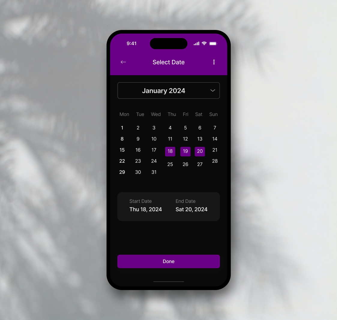 Daily UI Design Challenge | Day 80 | Date Picker by Jyoti Lega on Dribbble