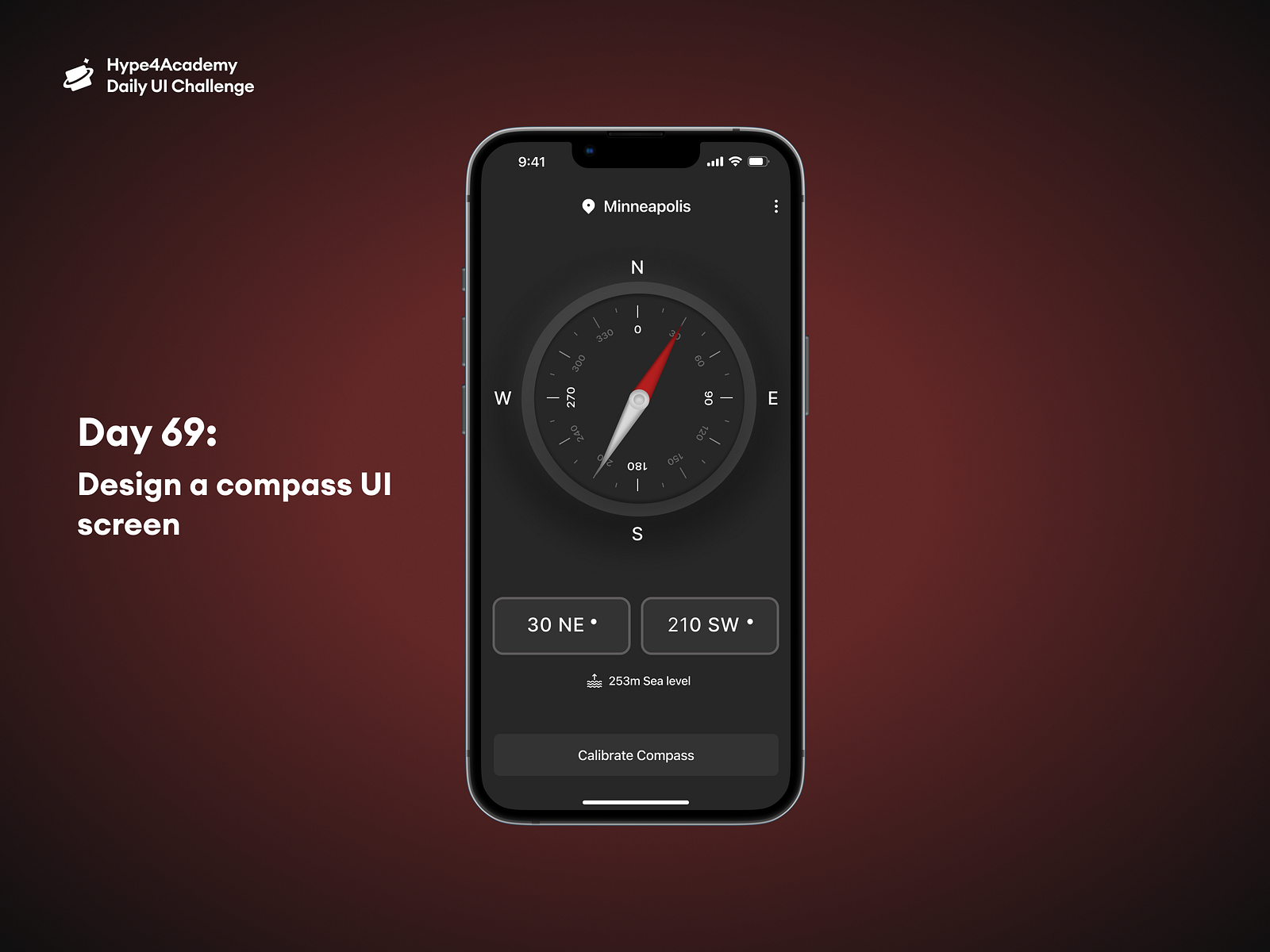 Day 69: Design a compass UI screen by Umer Javed on Dribbble