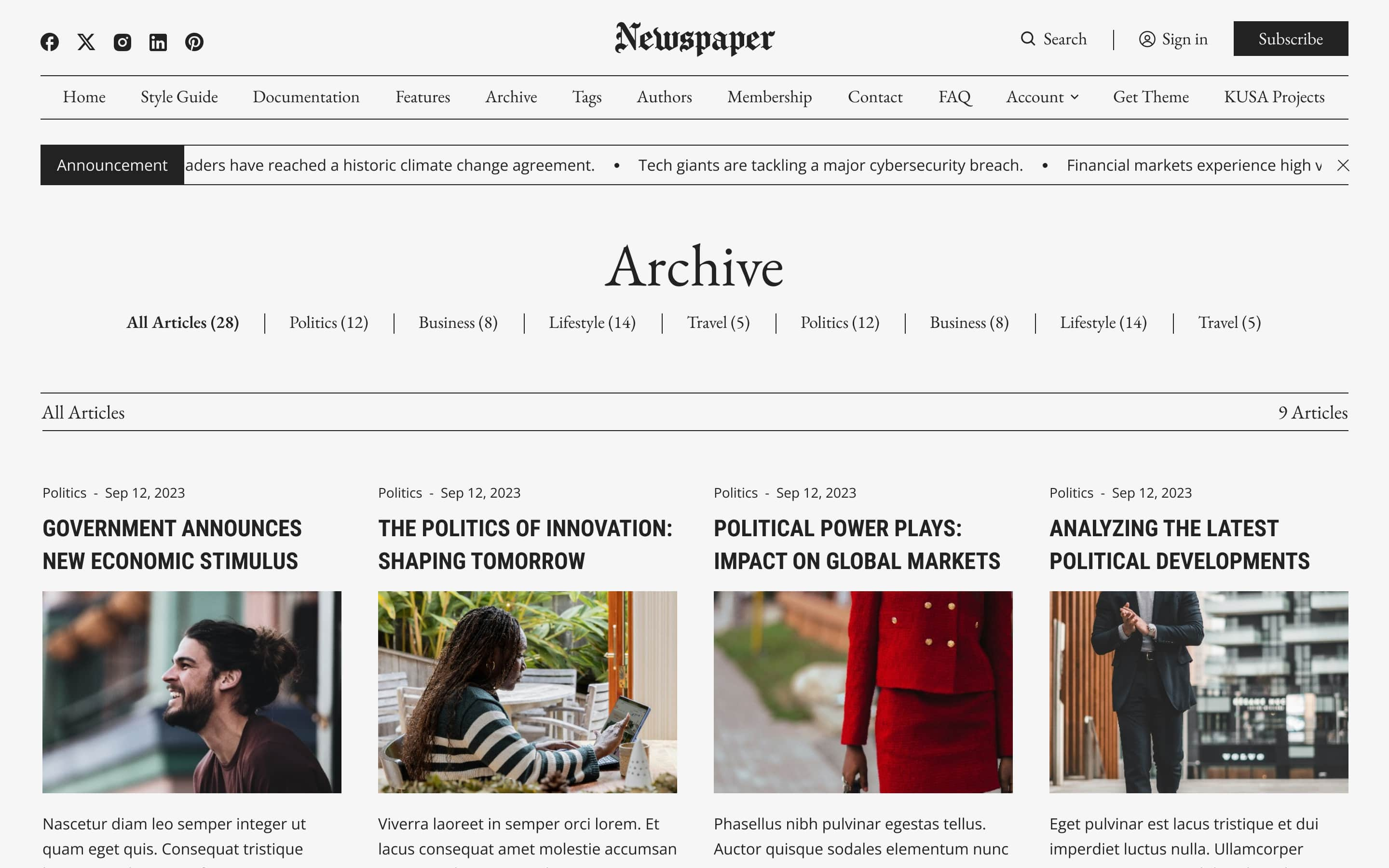 Newspaper - News/Blog Website Template by KUSA Projects on Dribbble