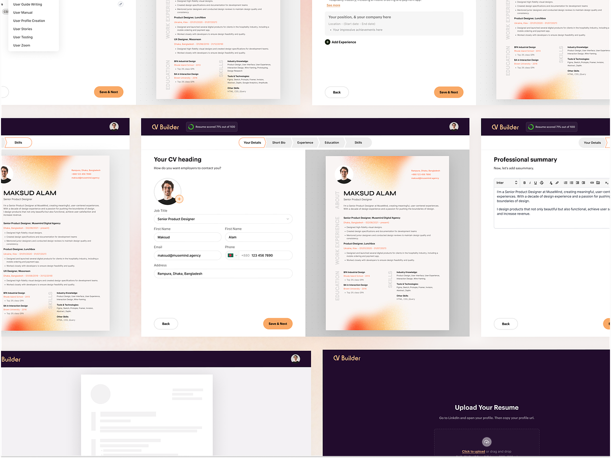 CV Builder - Create your Professional CV by Nasir Uddin on Dribbble