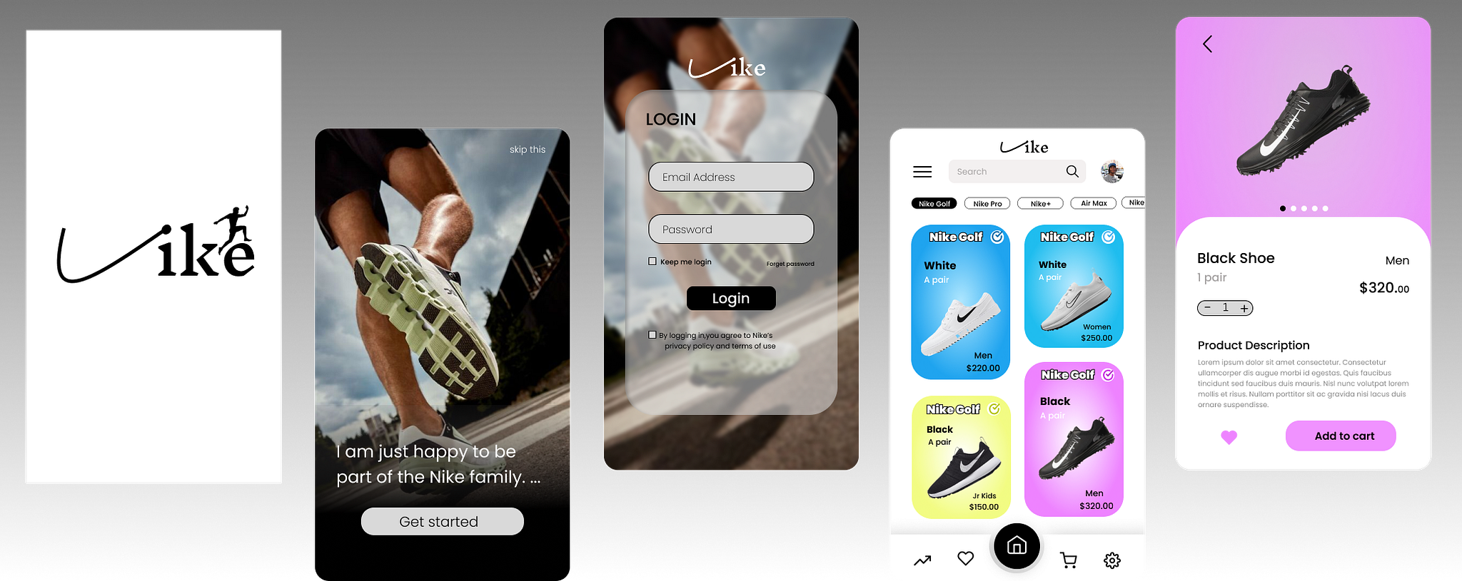 nike shoe website design with redesign logo by Farveen on Dribbble