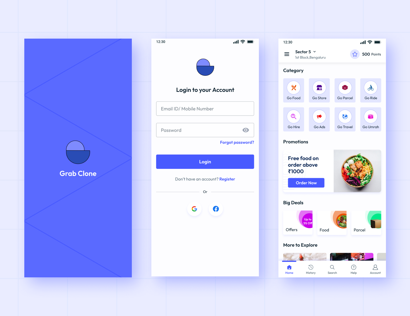 Splash Screen, Login Screen, Home Page, Mobile App by Keval Dholiya on ...