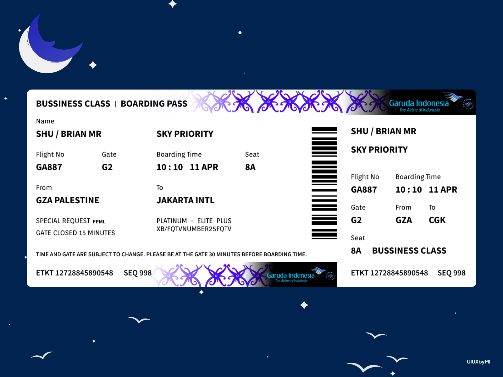 Boarding Pass "Garuda Indonesia" by Hatmi Pratiwi on Dribbble
