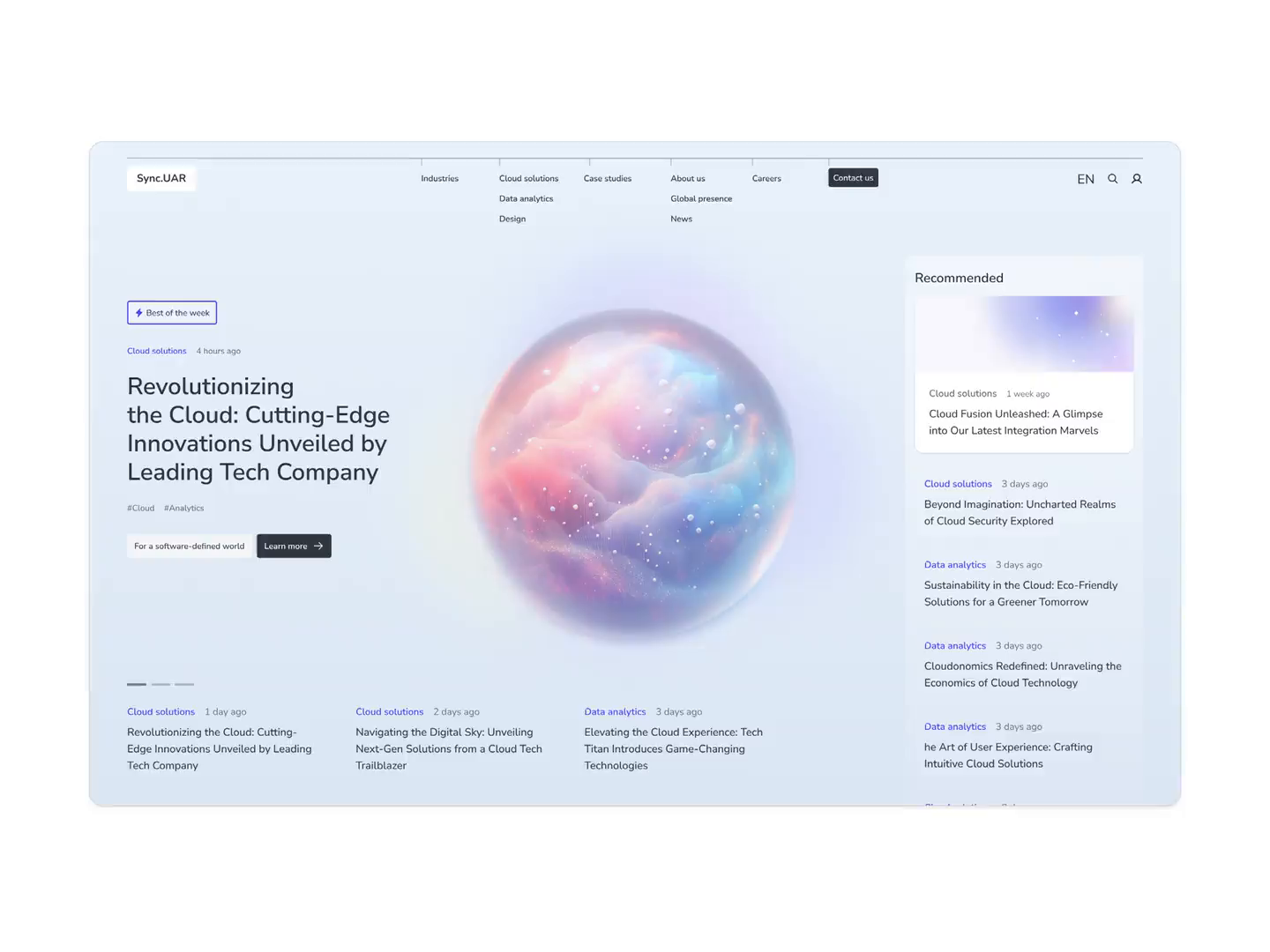 Cloud services corporate website design by Serge Fomichev on Dribbble