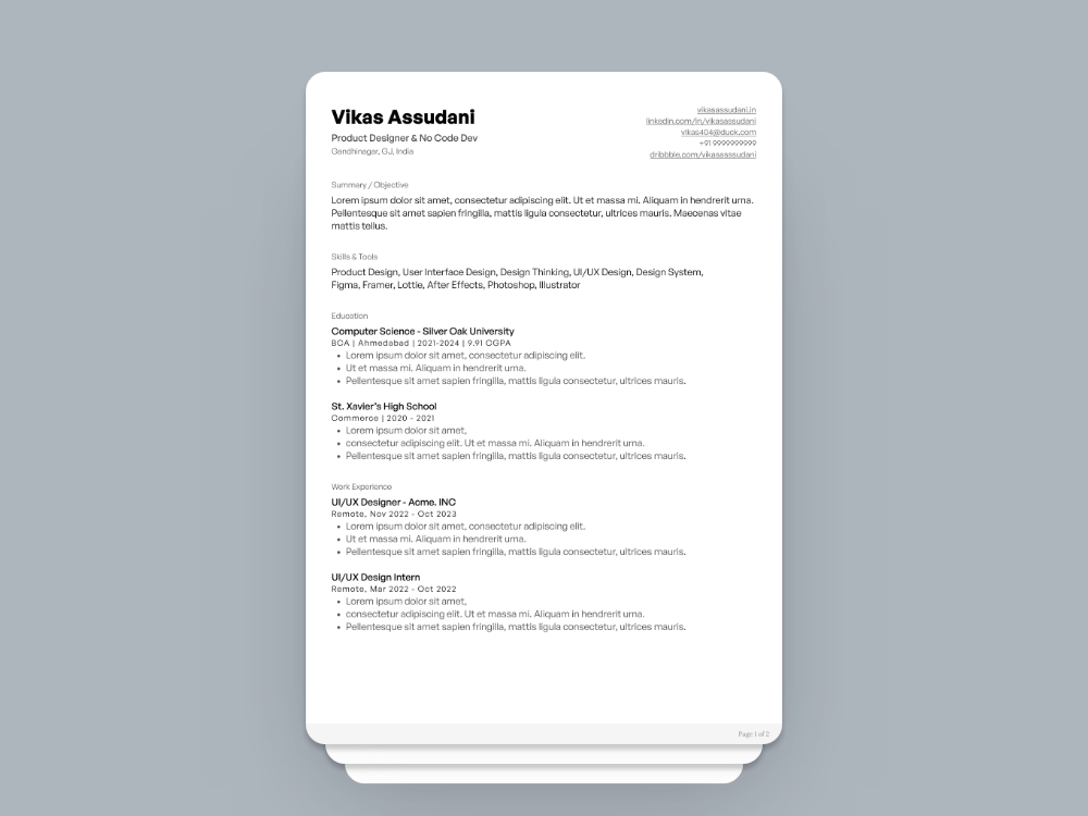 Resume Template | Text Only Single Column Pro Resume/CV Template by ...