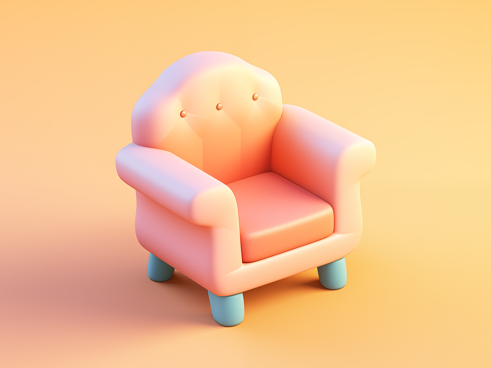 3D Cartoon Arm Chair, 3D Pastel Arm Chair, 3D Pink Chair by Gerdoo on ...