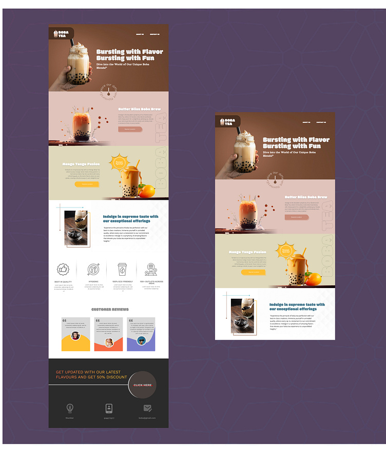 UI design for BOBA TEA web page by Ishan Barbhaya on Dribbble